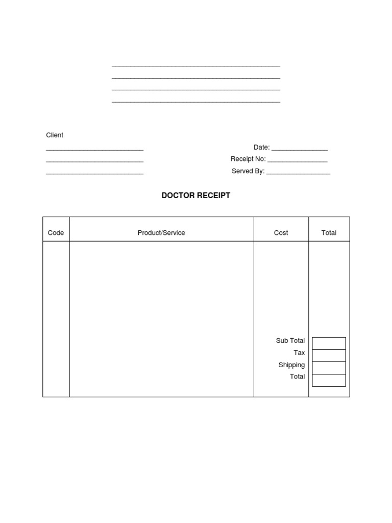 Doctor Receipt Template Format | PDF