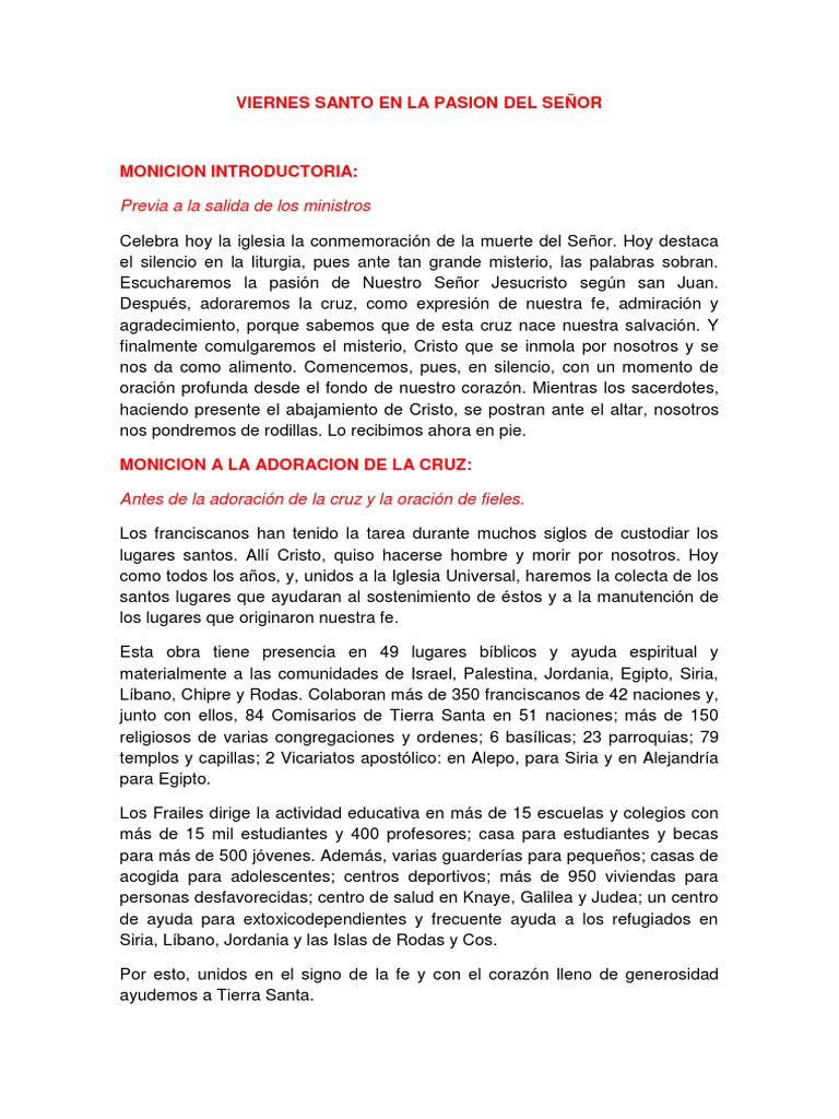 Moniciones de Viernes Santo | PDF