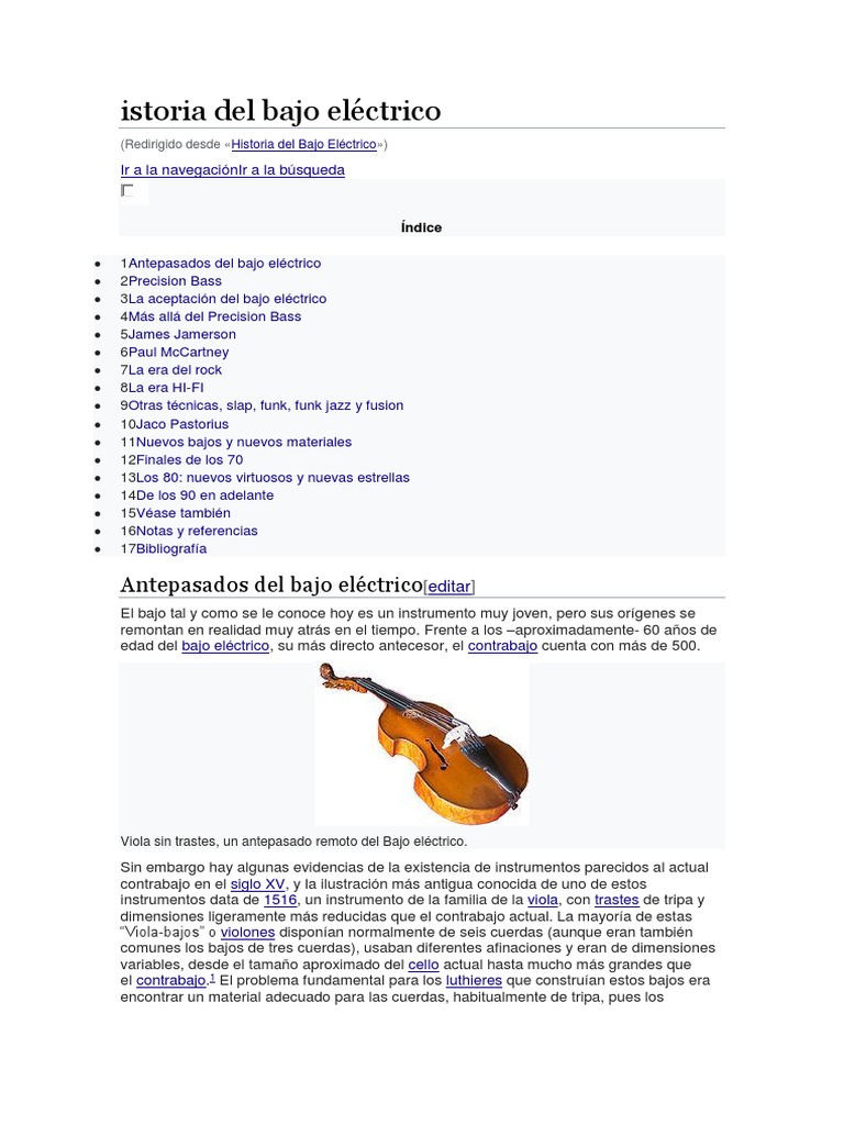 Historia del Bajo Eléctrico | PDF | Bajo | Guitarras