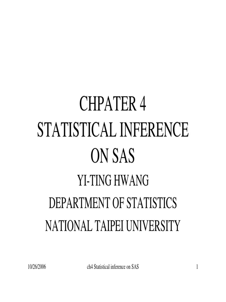 Statistical Interference On SAS | PDF | Student's T Test | Confidence ...