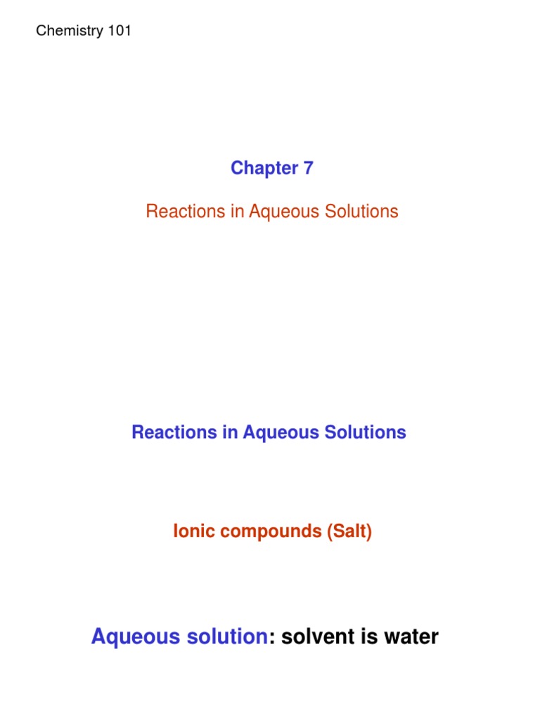 Chapter 7 Reactions in Aqueous Solutions | PDF | Redox | Solubility