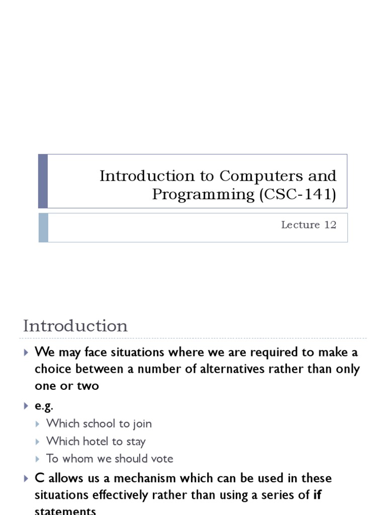 Introduction To Computers and Programming (CSC-141) | PDF | Control ...
