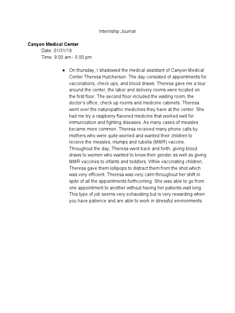 Internship Journal | PDF | Vaccines | Pediatrics