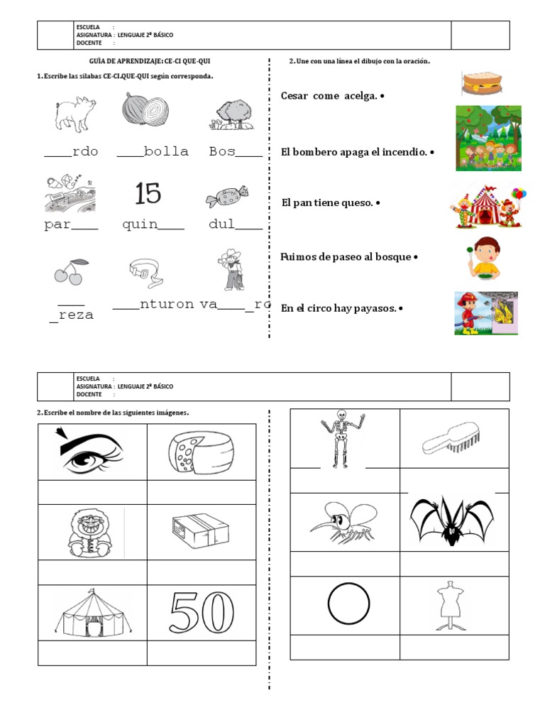 Actividades de CE-CI y QUE-QUI para 2º Básico | PDF