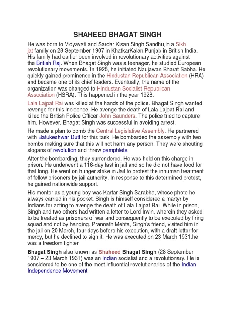 Shaheed Bhagat Singh | PDF | Politics Of India | Social Movements
