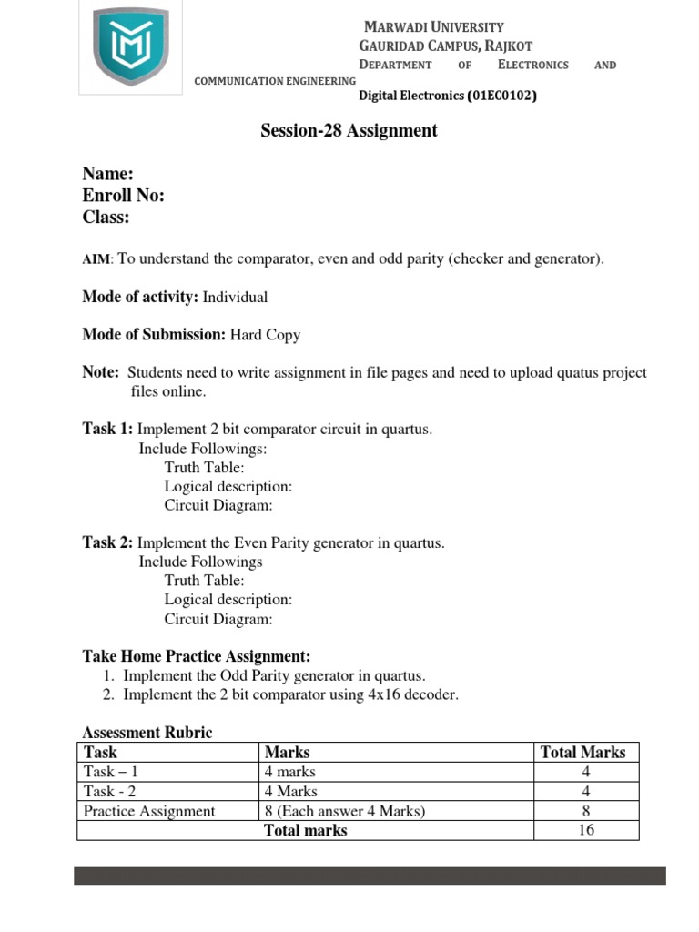 Session 28 - Assignment 01EC0102 | PDF