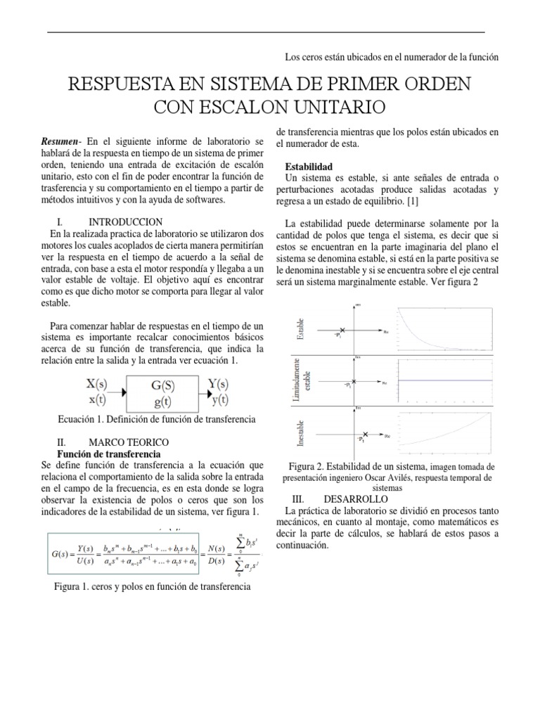 Respuesta en Sistema de Primer Orden Con Escalon Unitario | PDF ...