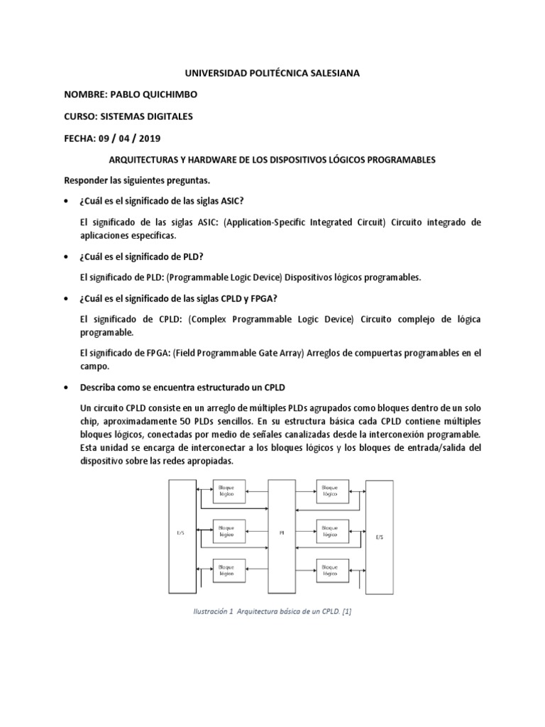 Dispositivos Logicos Programables-Quichimbo Pablo | PDF | Arreglos de compuertas lógicas ...