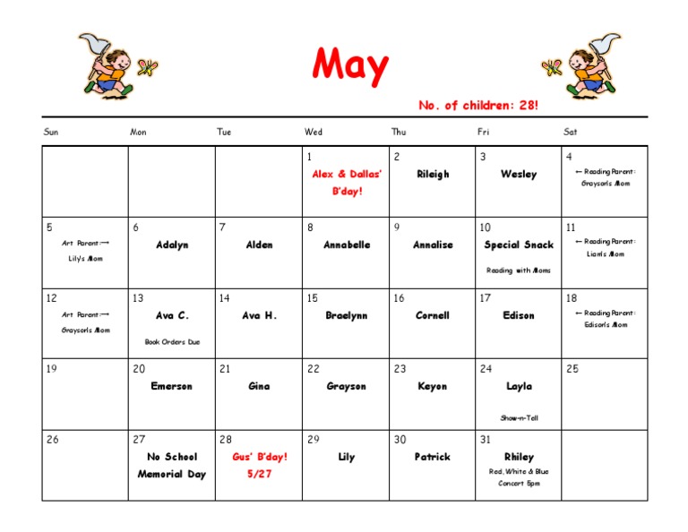 May Snack Calendar | PDF