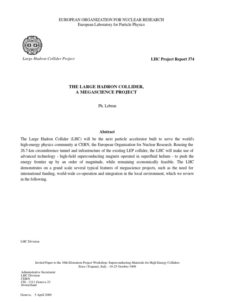 LHC Project Report 374 | Download Free PDF | Large Hadron Collider ...