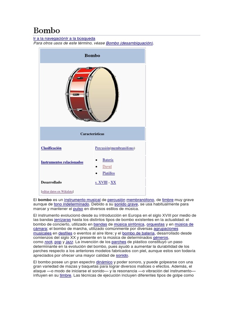 Evolución y Uso del Bombo Musical | PDF | Kit de batería ...