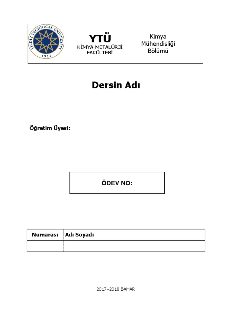 Ödev - Proje Kapak Formatı. | PDF