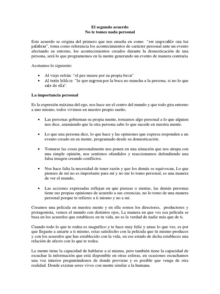 El Segundo Acuerdo | Descargar gratis PDF | Mente | Realidad