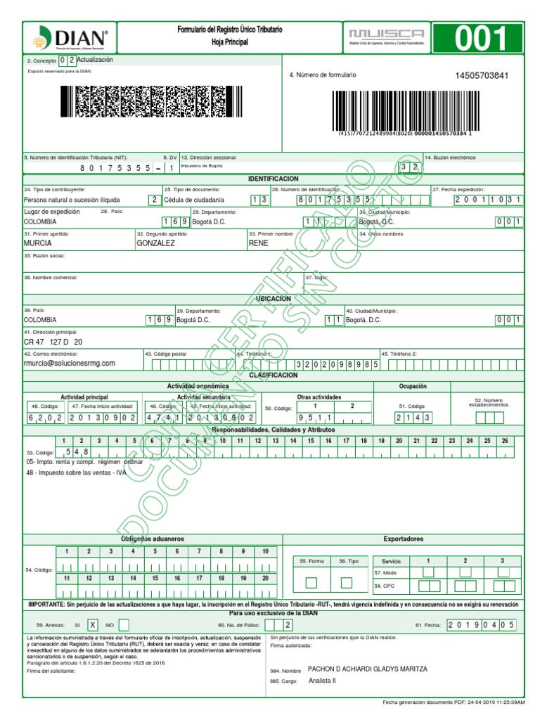 RUT ACTUALIZADO.pdf | Gobierno | Política