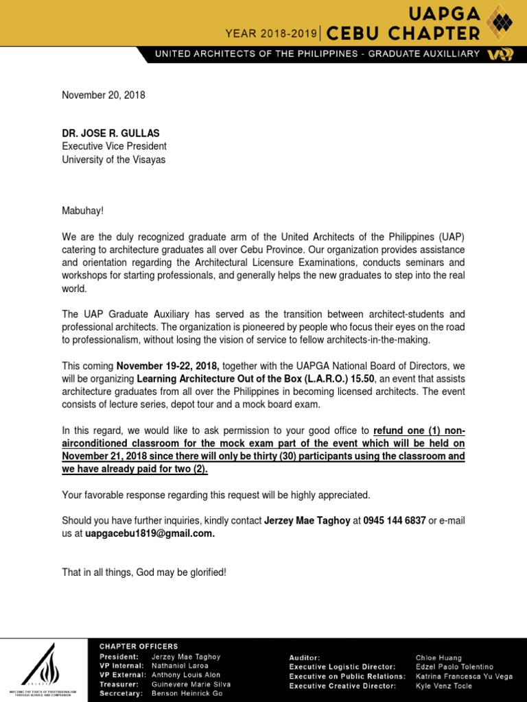 UV Request Letter For Classroom | PDF