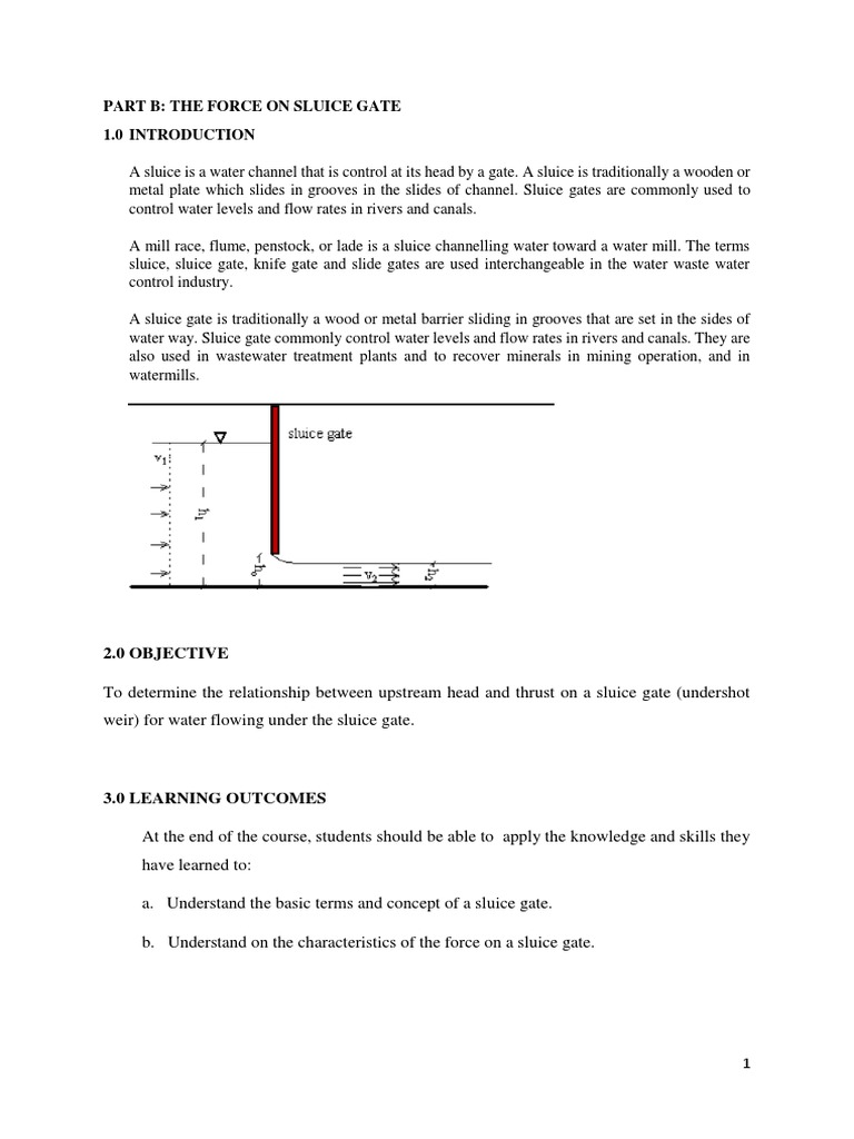 Sluice Gate Thrust and Flow Analysis | PDF | Hydrology | Hydraulic ...