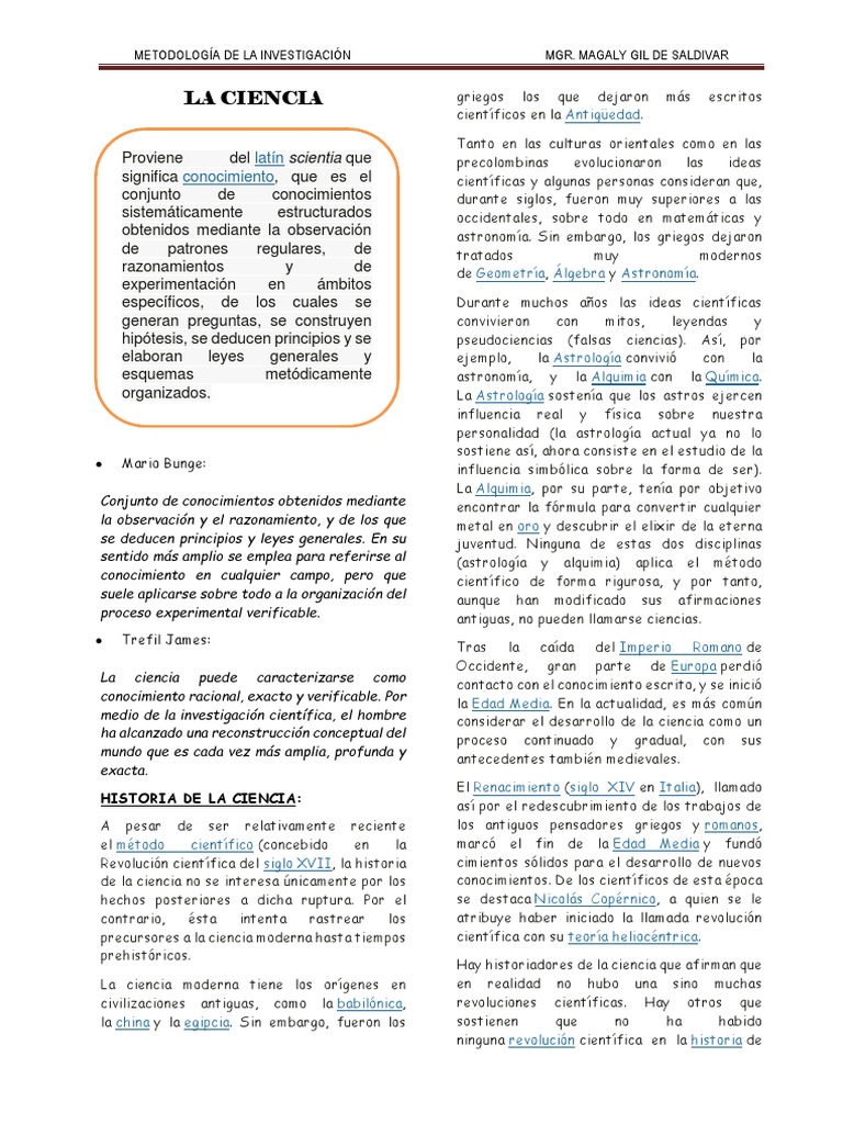 Separata La Ciencia. Magaly Rita Gil Yufra | PDF | Método científico ...