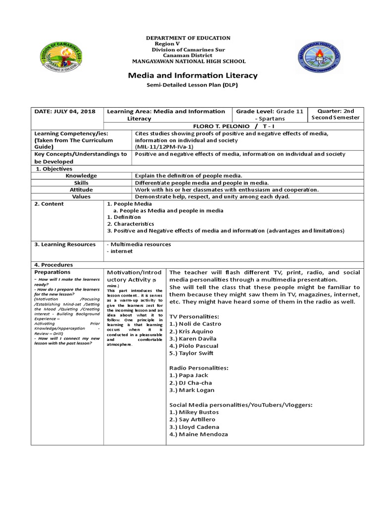 Detailed Lesson Plan DLP Format DATE Lea | PDF | Educational Assessment | Learning