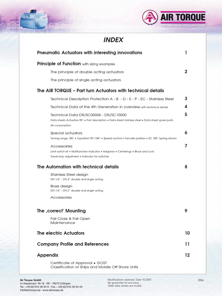 Air Torque Full Catalogue en PDF | PDF | Actuator | Valve