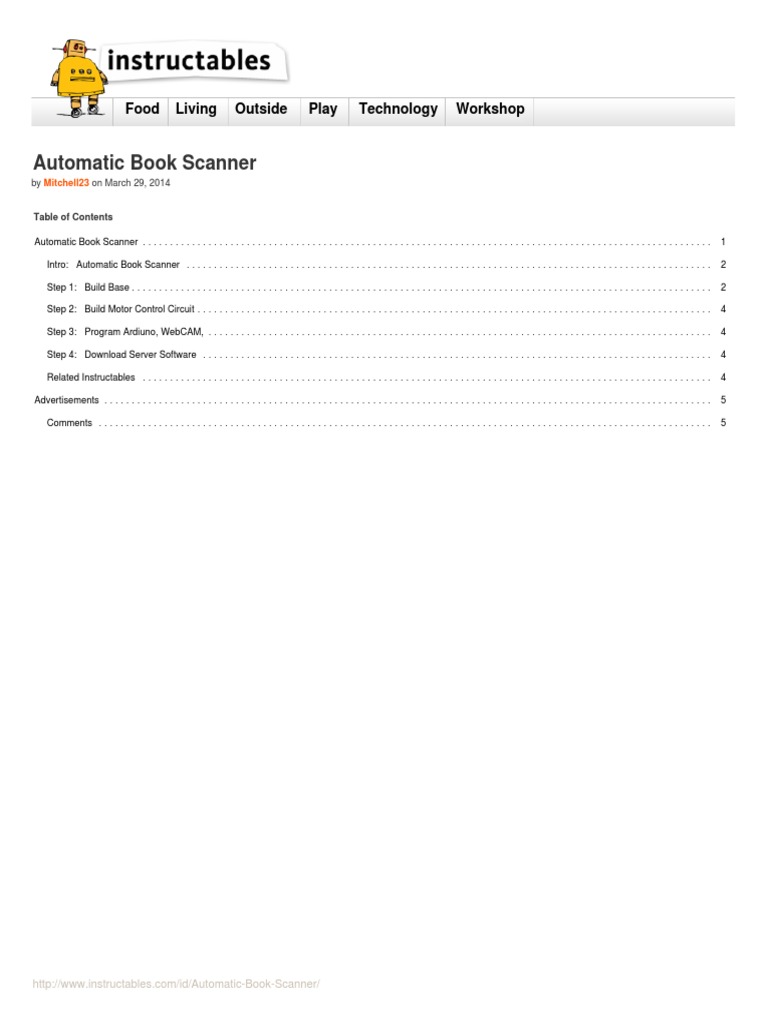 Build Your Own Automatic Book Scanner | PDF | Arduino | Digital Technology