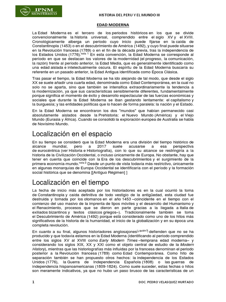 Edad Moderna Lectura Pdf Período Moderno Temprano Edades Medias 0178