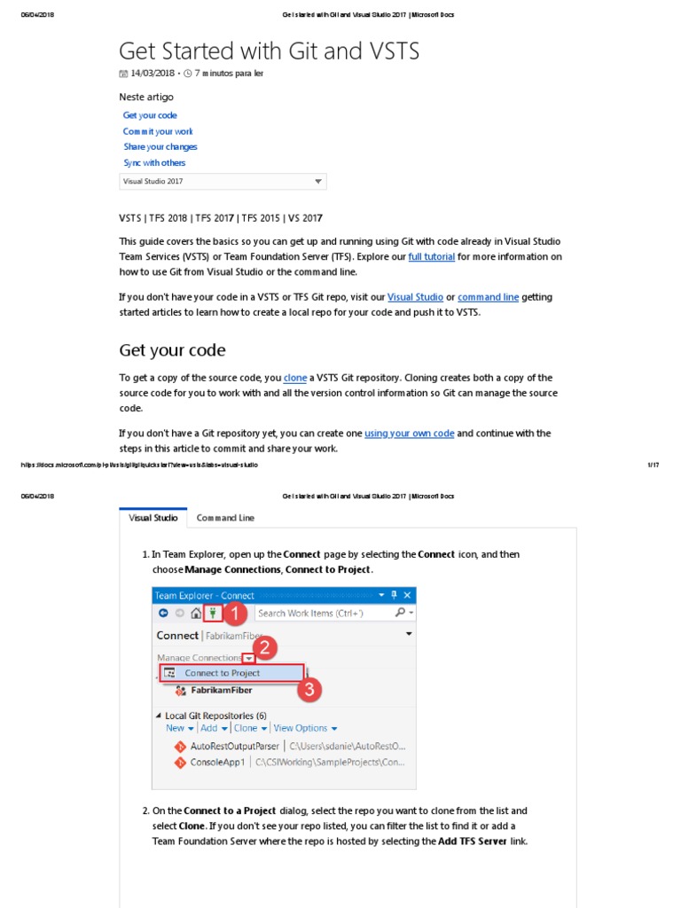 Get Started With Git and Visual Studio 2017 | PDF | Microsoft Visual ...