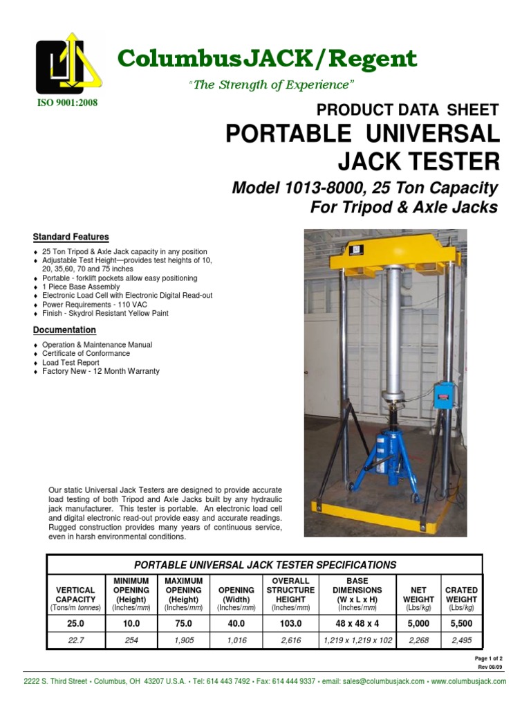 25 Ton Portable Universal Jack Tester | PDF