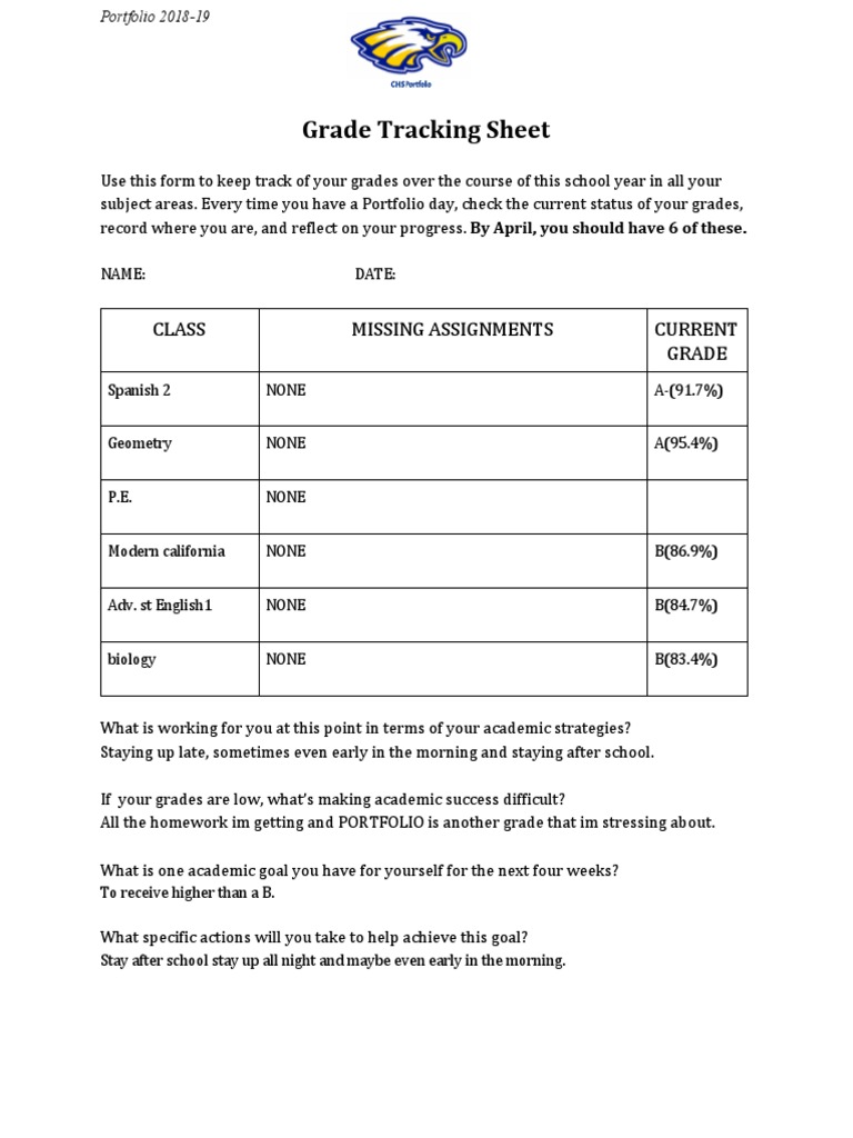 10 26 18 Tracking Sheet | PDF