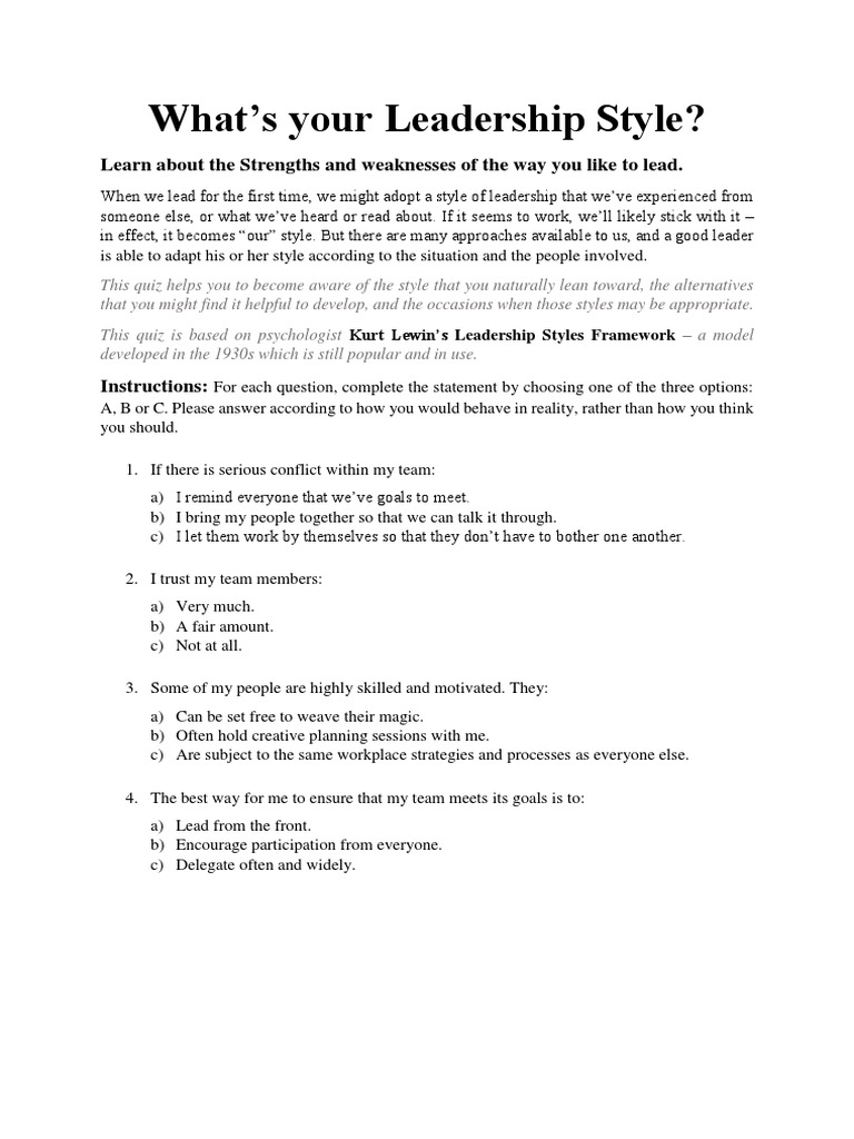 What's Your Leadership Style?: Learn About The Strengths and Weaknesses ...