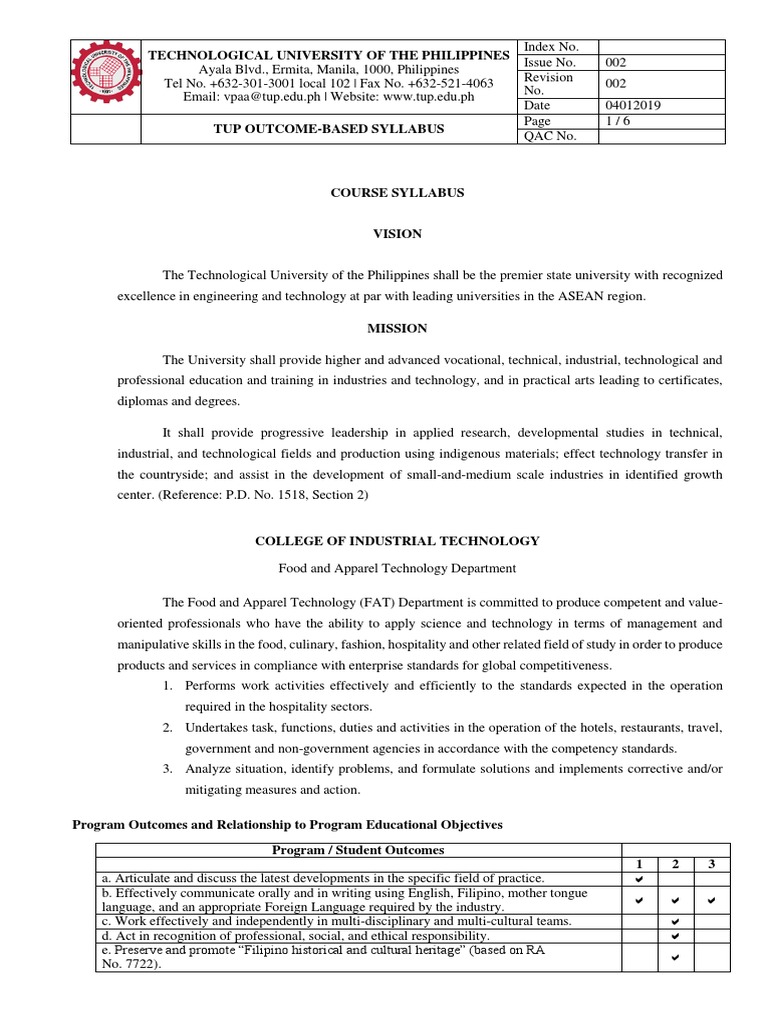 2018 Sem 2 PTGC Syllabus | PDF | Tourism | Philippines