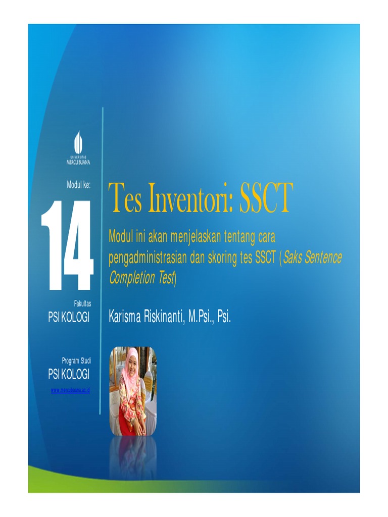 Panduan Tes SSCT untuk Psikolog | PDF