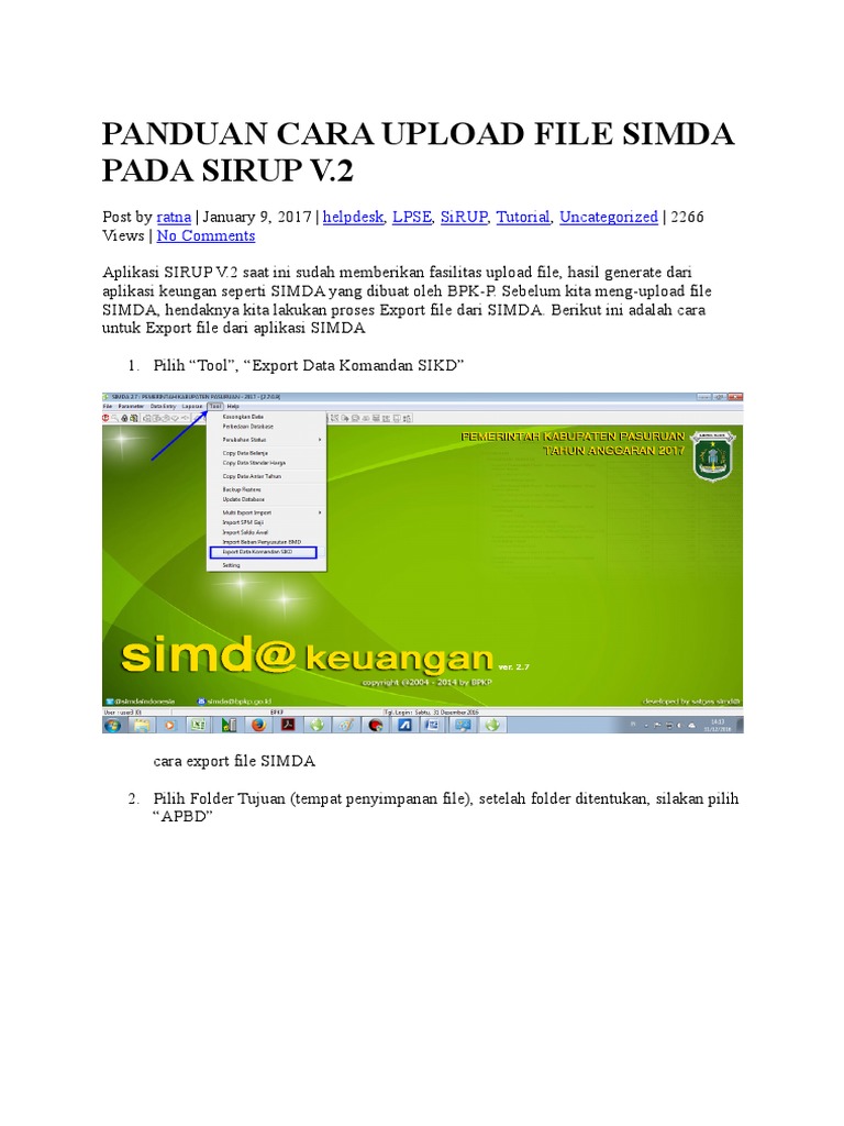 Panduan Upload SIMDA | PDF