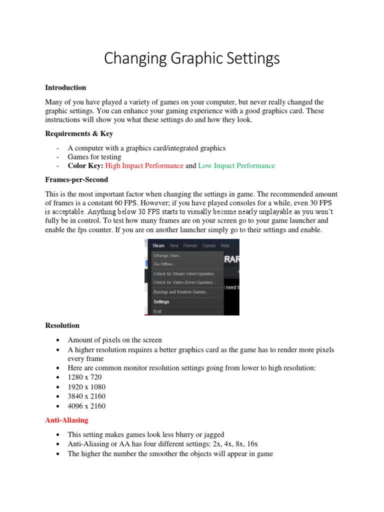 Optimize Game Graphics Settings Guide | PDF | Display Resolution ...