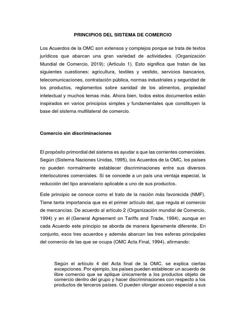 Principios de La OMC | PDF | Organización de Comercio Mundial | Comercio