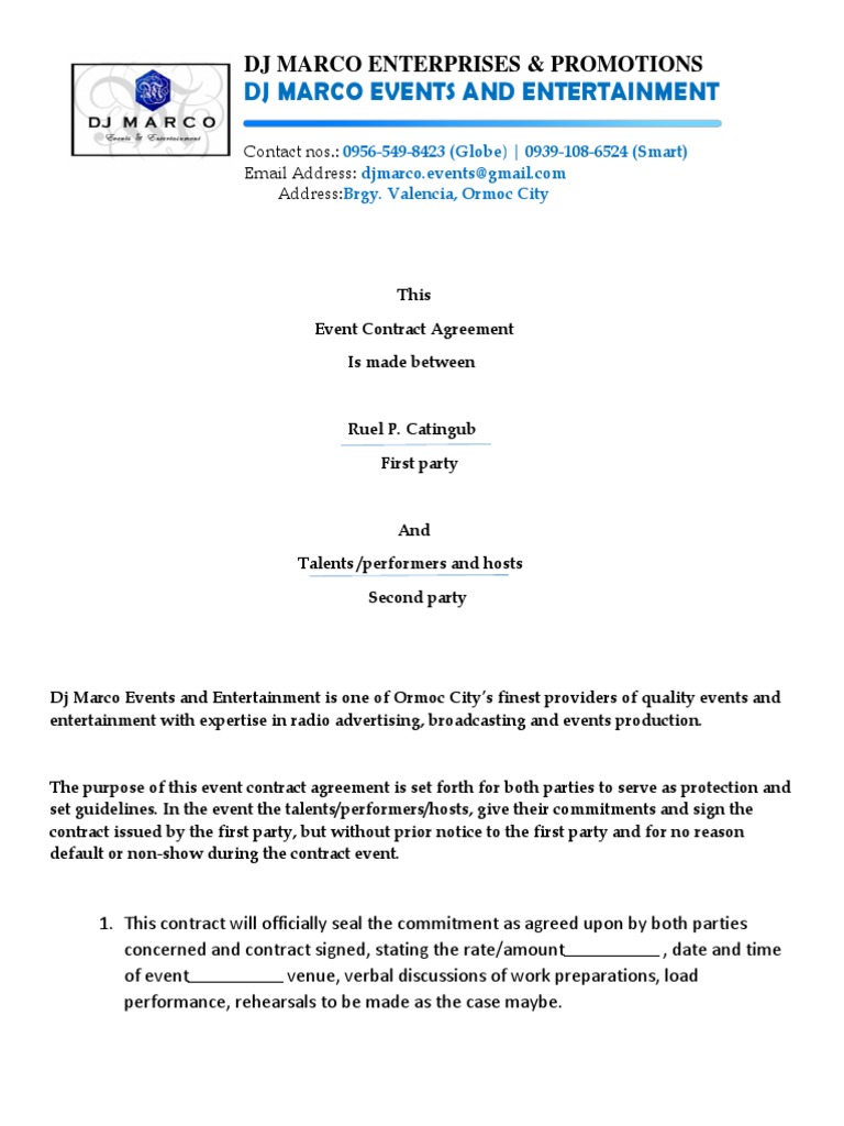 DJ Marco Final MOA | PDF | Civil Law (Legal System) | Business Law