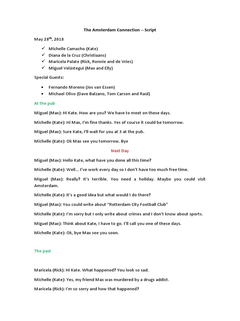 The Amsterdam Connection - Script | PDF | Leisure