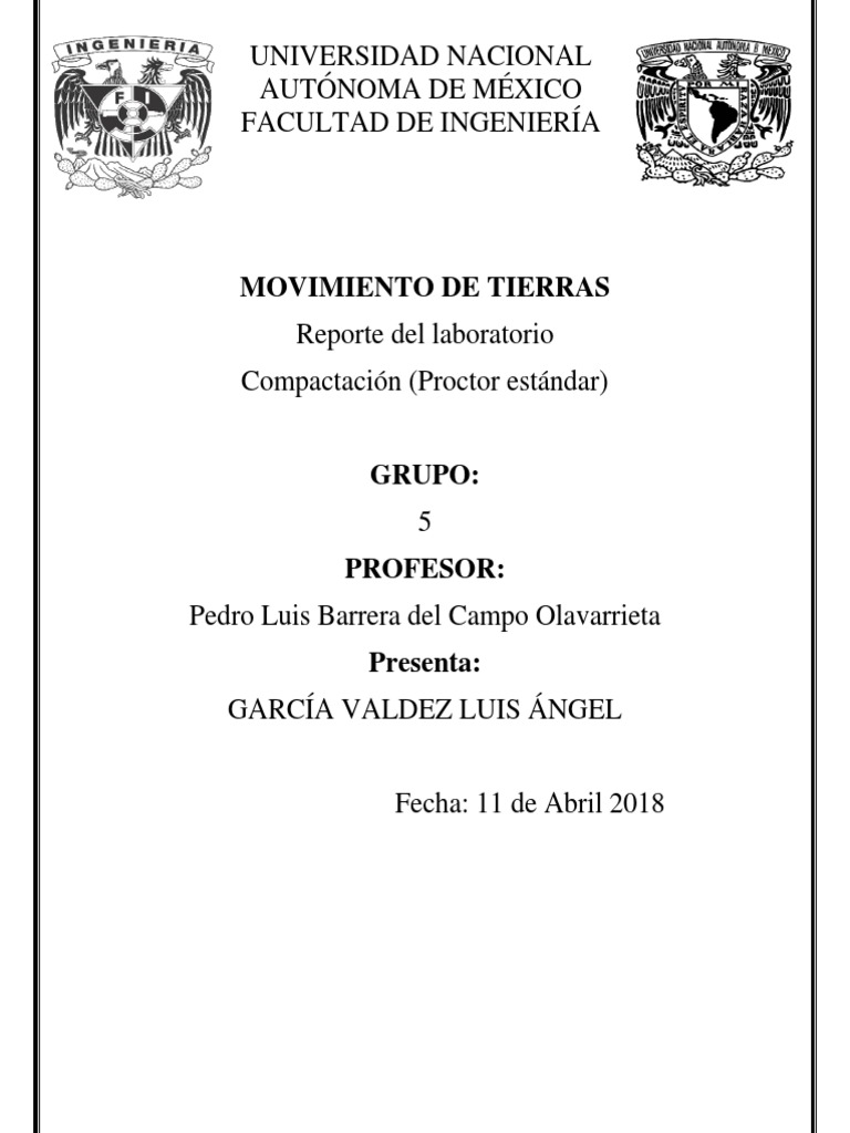 Prueba de Compactación Proctor Standar | Descargar gratis PDF | Física ...