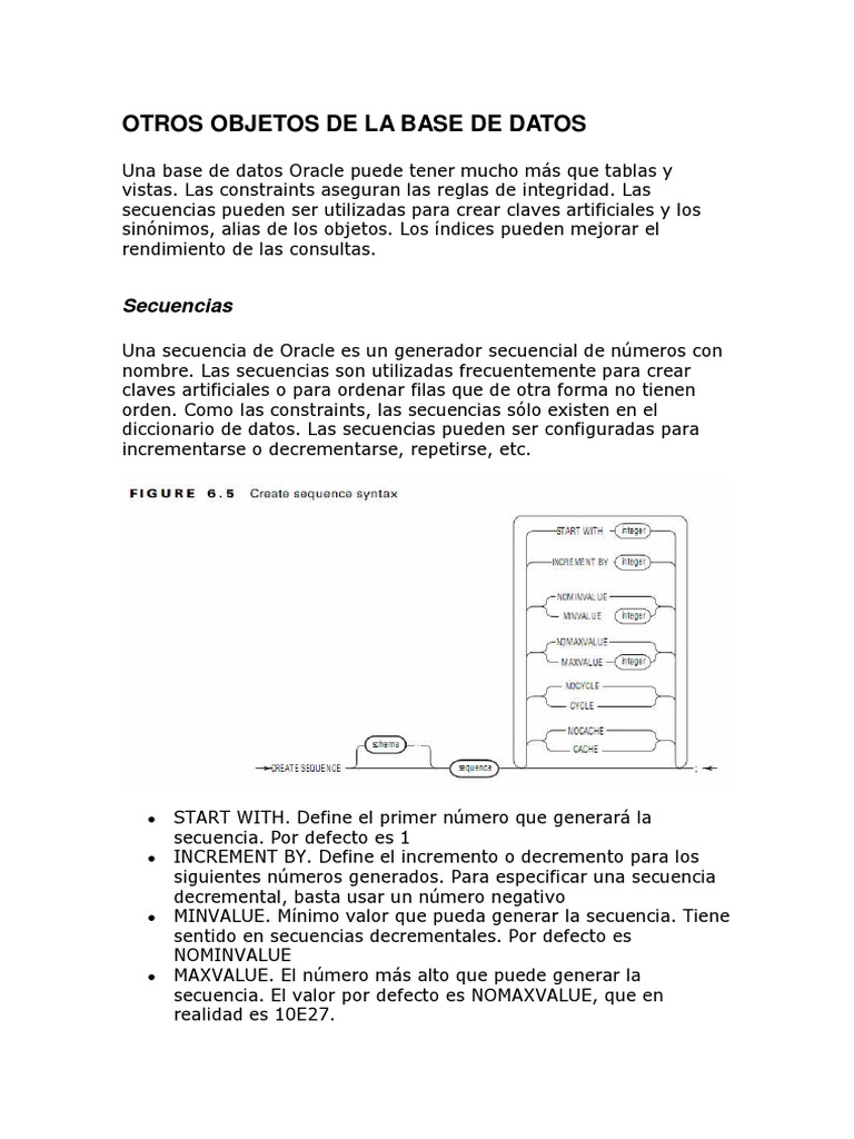 Otros Objetos de La Base de Datos | PDF | Tabla (base de datos) | SQL