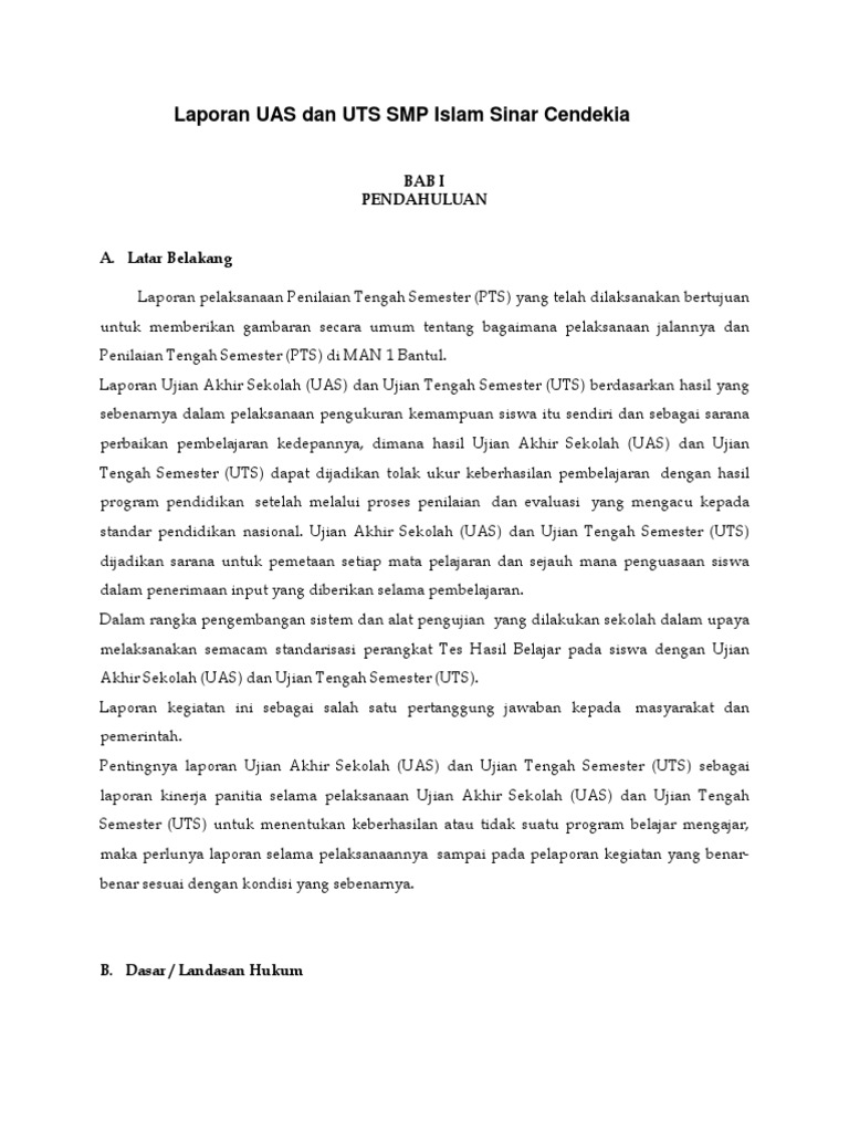 Contoh Laporan UAS SMP | PDF