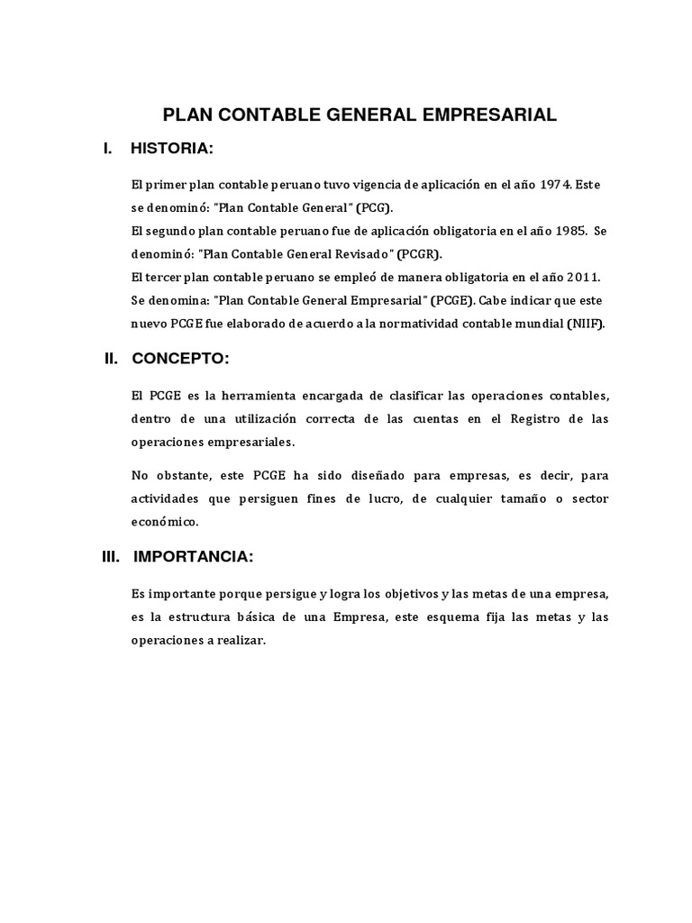 Plan Contable General Empresarial (PCGE) | PDF | normas internacionales ...