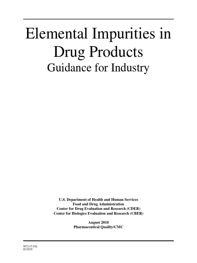 Elemental Impurities in Drug Products Guidance For Industry | PDF ...