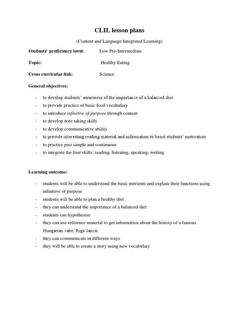 Imprimir Clil Lesson Plans | PDF | Lesson Plan | Vocabulary