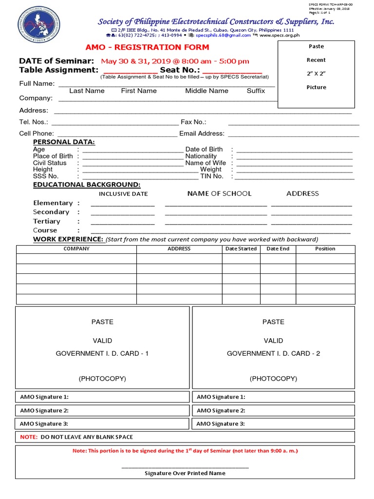 Amo - Registration Form.1.10.18 1 Updated 4-3-19 | PDF | Computing