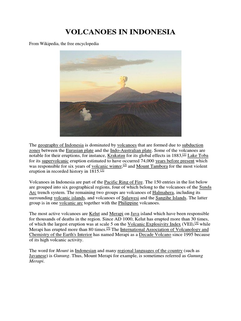Major Volcanoes Of Indonesia Geographic Distribution And Eruptive