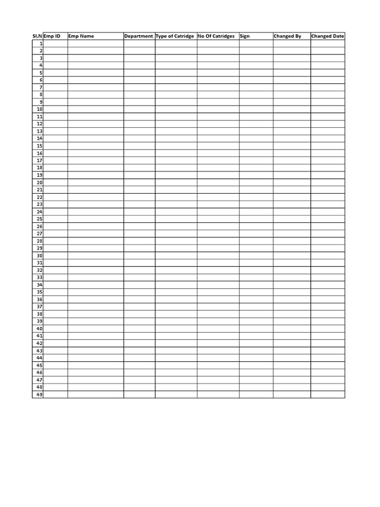 Employee Cartridge and Service Log | PDF