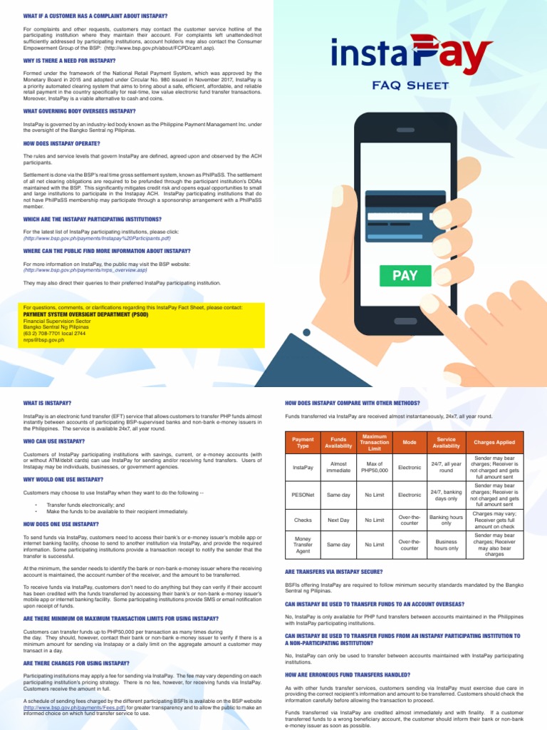 Insta Pay Fact Sheet | PDF | Financial Transaction | Banks