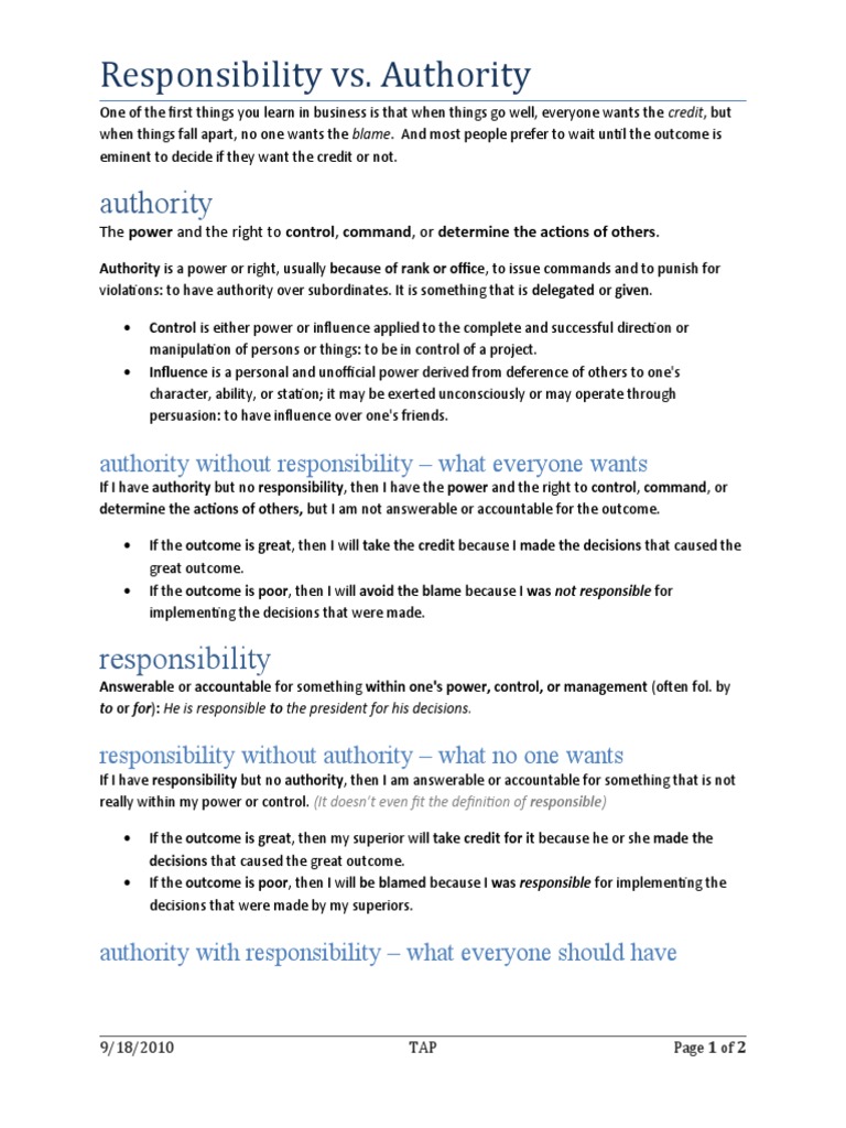 Authority Vs Responsibility | PDF | Psychological Concepts | Cognition