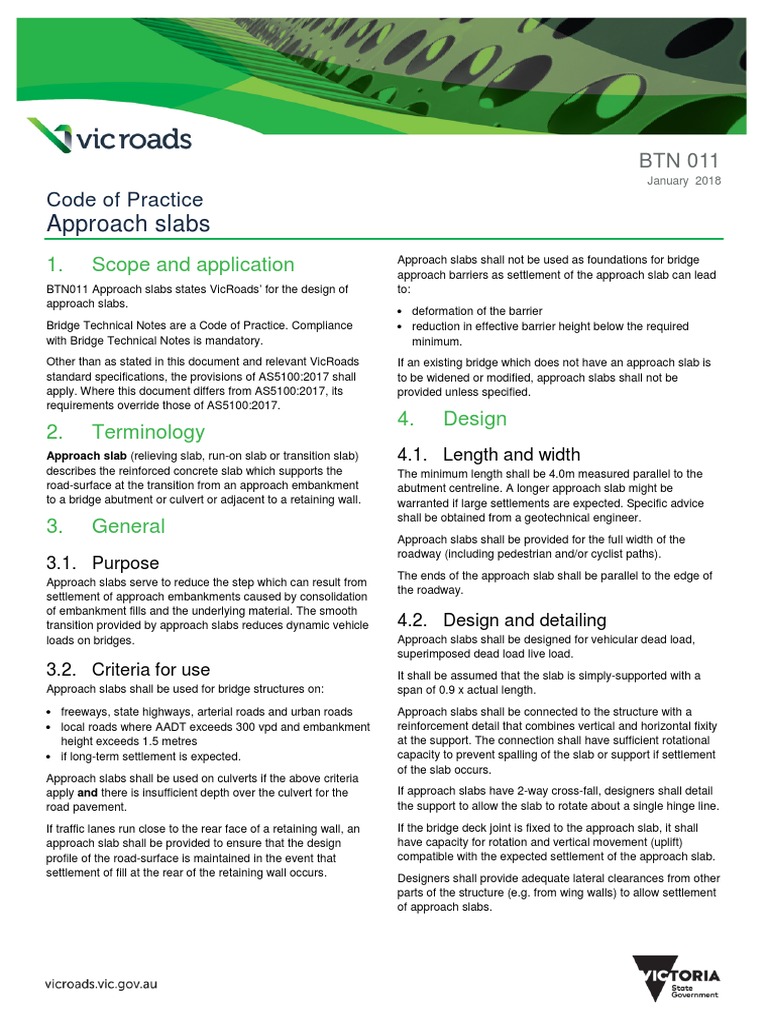 Bridge Technical Note 2018 - 011 Approach Slabs Jan 2018 | PDF | Road ...