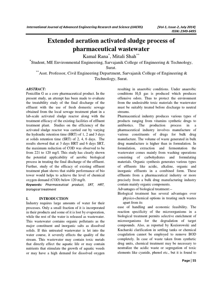 Extended Aeration Activated Sludge Proce PDF | PDF | Sewage Treatment ...