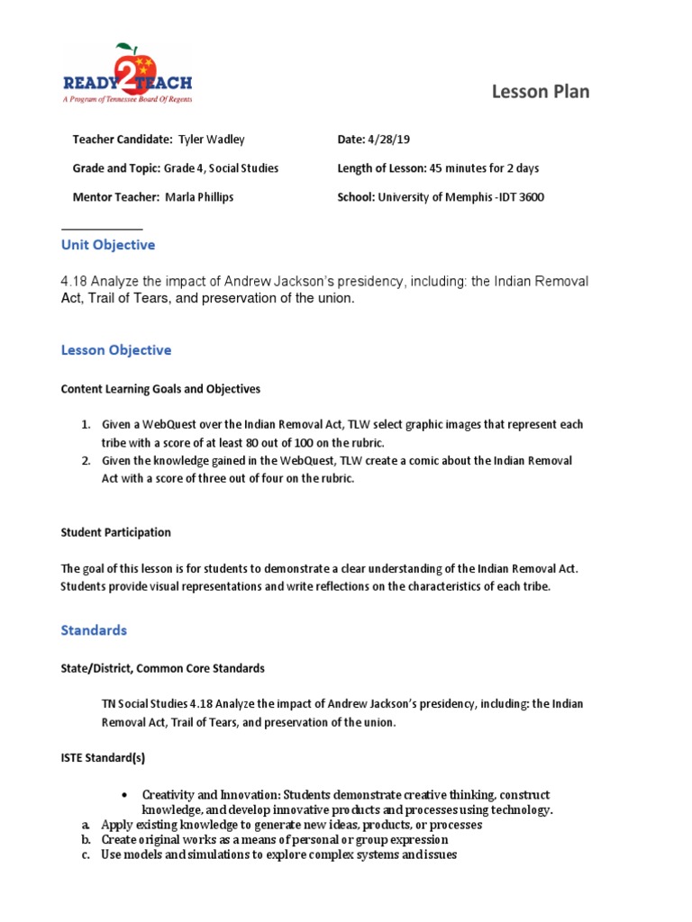 Lesson Plan: Unit Objective | PDF | Behavior Modification | Cognitive Science